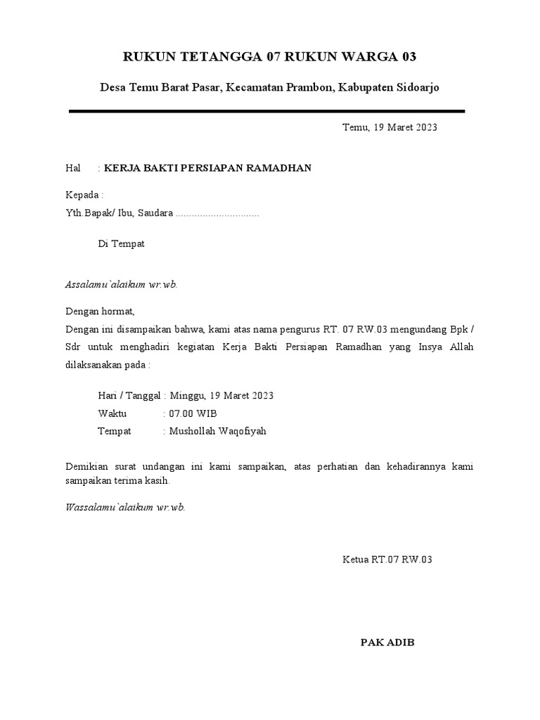 Undangan RT A4 | PDF | Griya & Taman