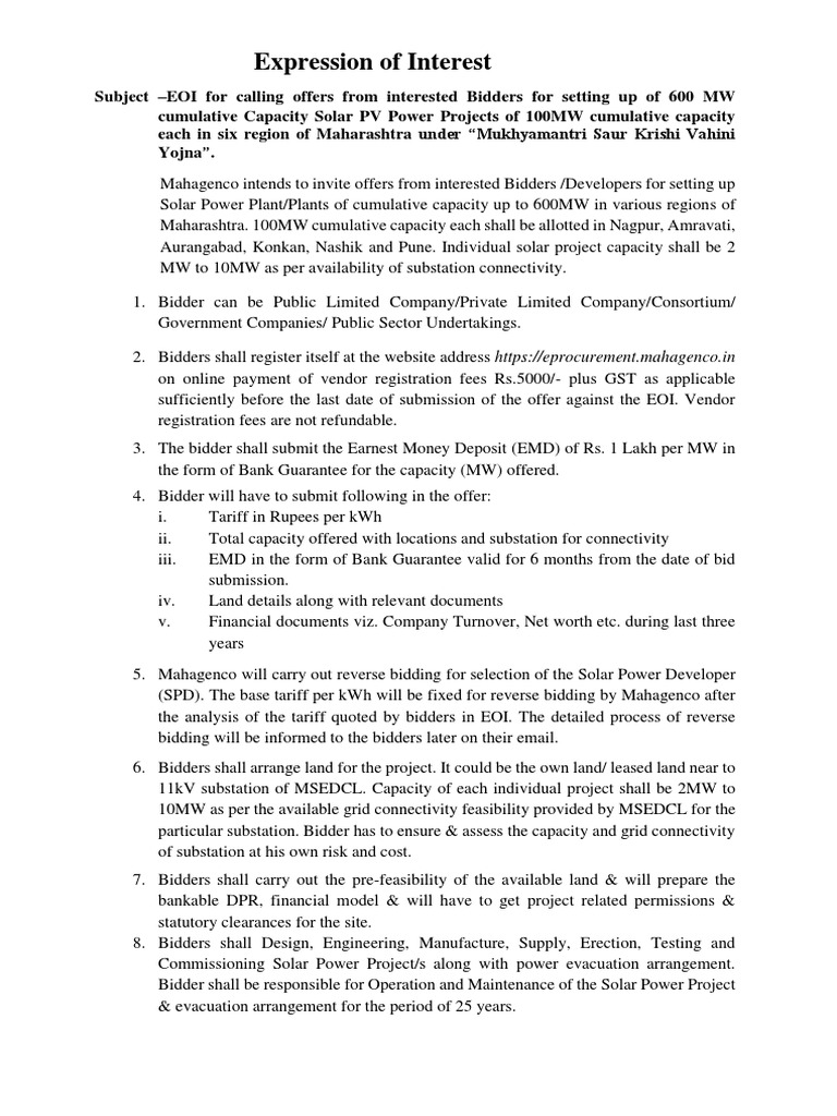 Expression of Interest | PDF | Electrical Substation | Electrical Grid