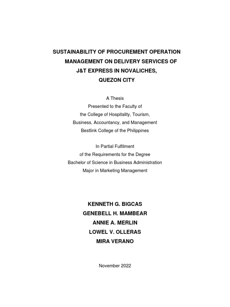BSBA - Group 131 - Sustainability of Procurement Operation Management ...
