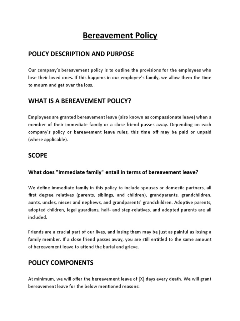 Company Bereavement Policy Explained | PDF | Family | Grief