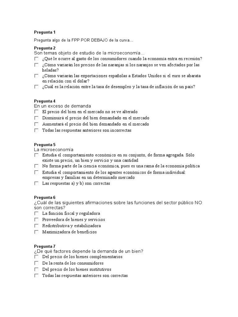Preguntas BLOQUE 1 INTRODUCCION ECONOMIA | PDF | Oferta (economía) | Precios