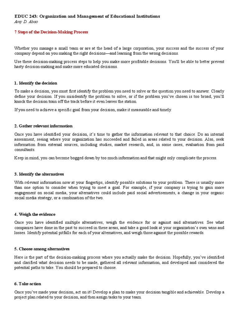 Decision Making | PDF | Decision Making | Information