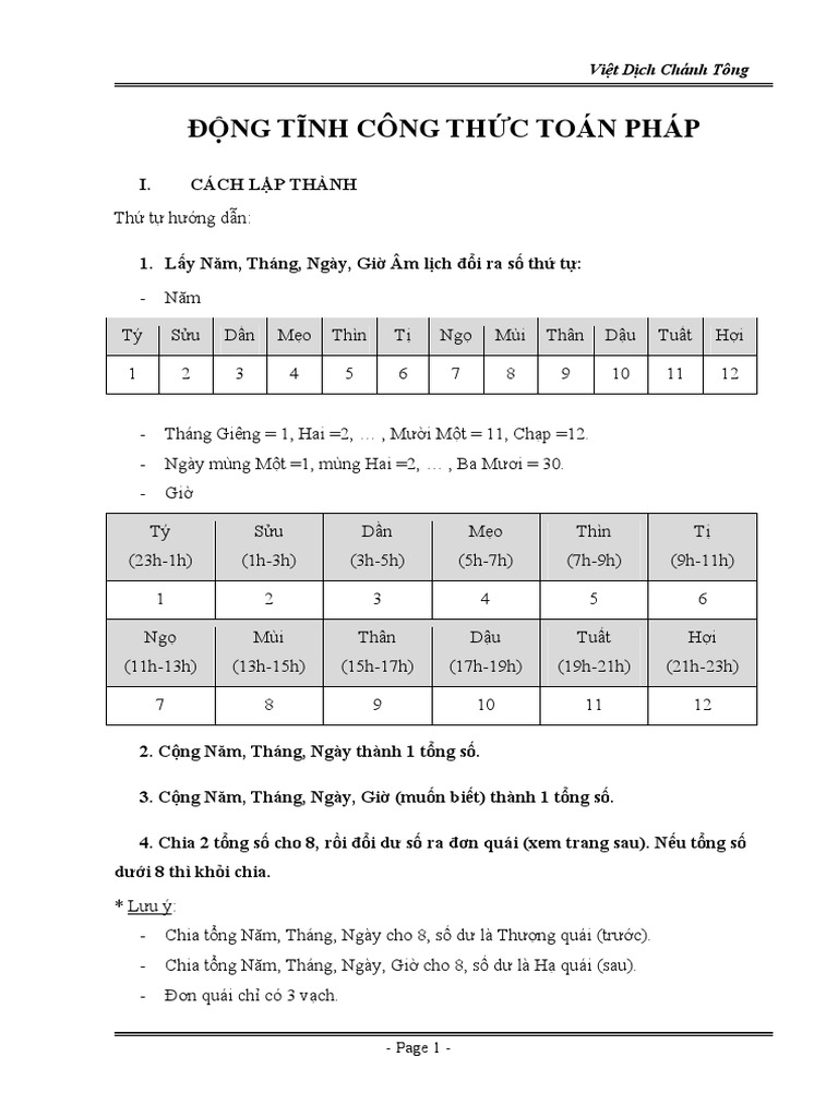 Đ NG Tĩnh Công TH C Toán Pháp | PDF