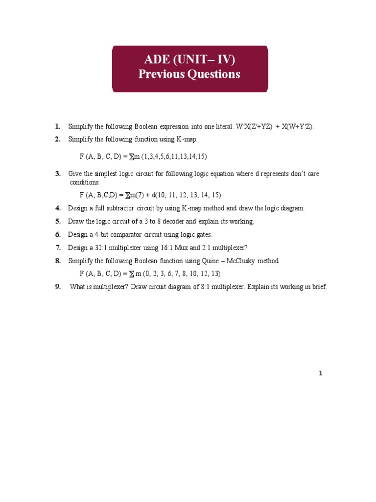 ADE (UNIT-IV) Previous Questions | PDF