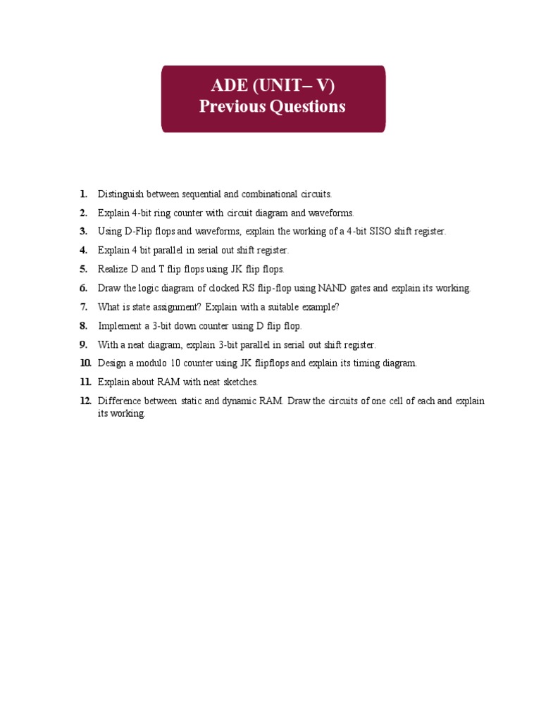 ADE (UNIT-V) Previous Questions | PDF