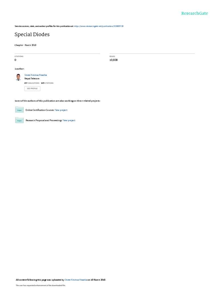 Special Diodes Chapter Explained | PDF