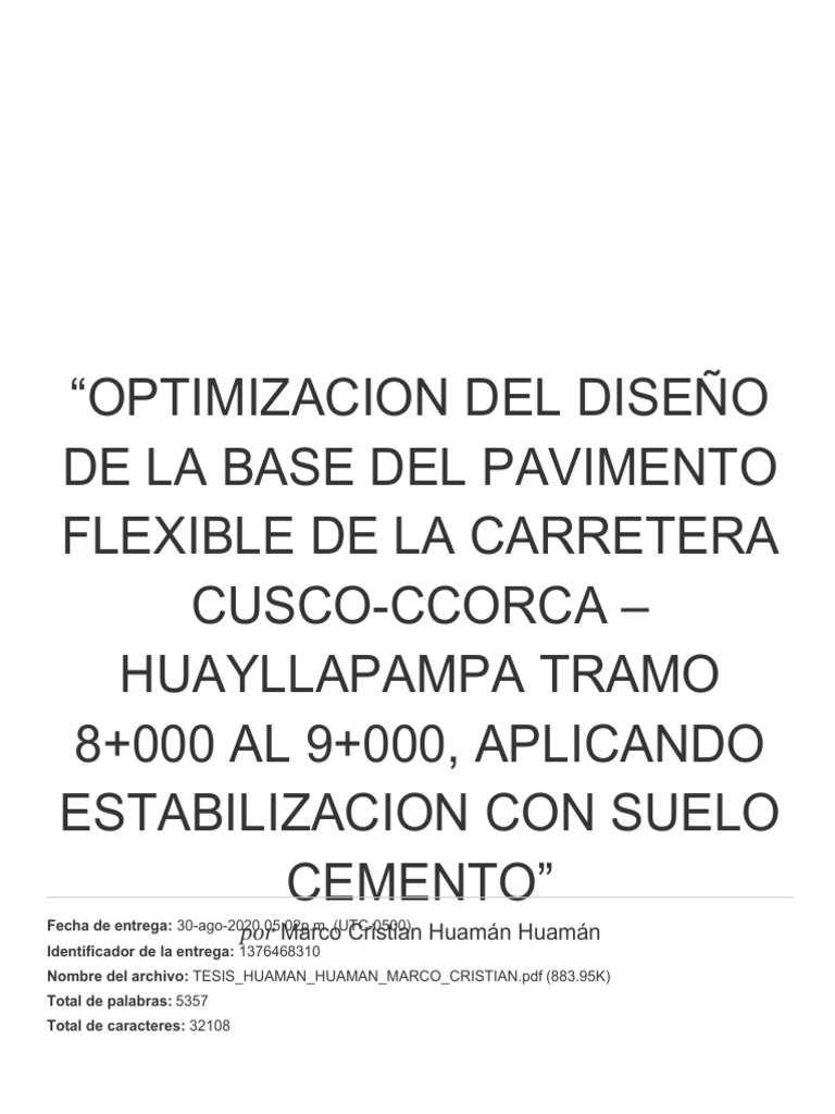 Optimizacion Del Diseño de La Base Del Pavimento Flexible de La ...