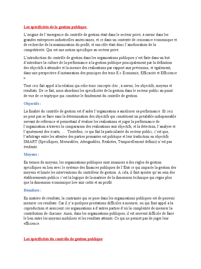 Gestion Publique : Objectifs et Défis | PDF | Économie | Business