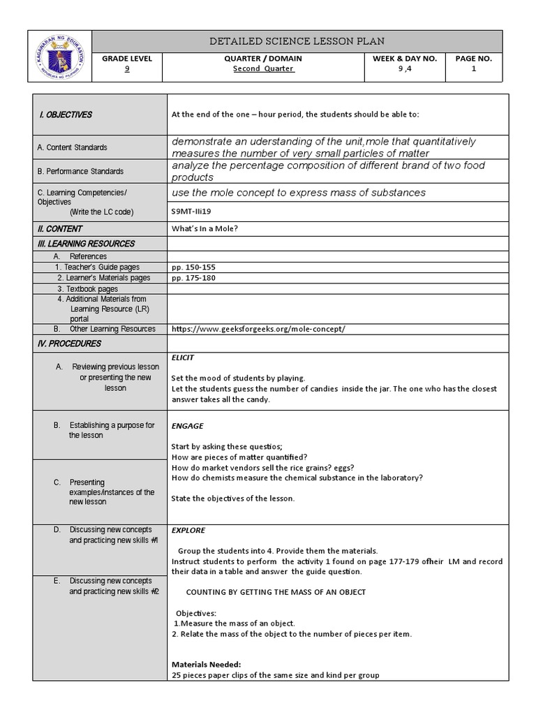 Moles | PDF | Mole (Unit) | Mass