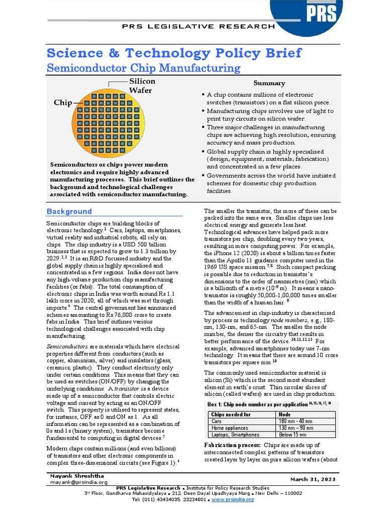 Brief Semiconductor Chip Manufacturing | PDF | Semiconductor Device Fabrication | Photolithography