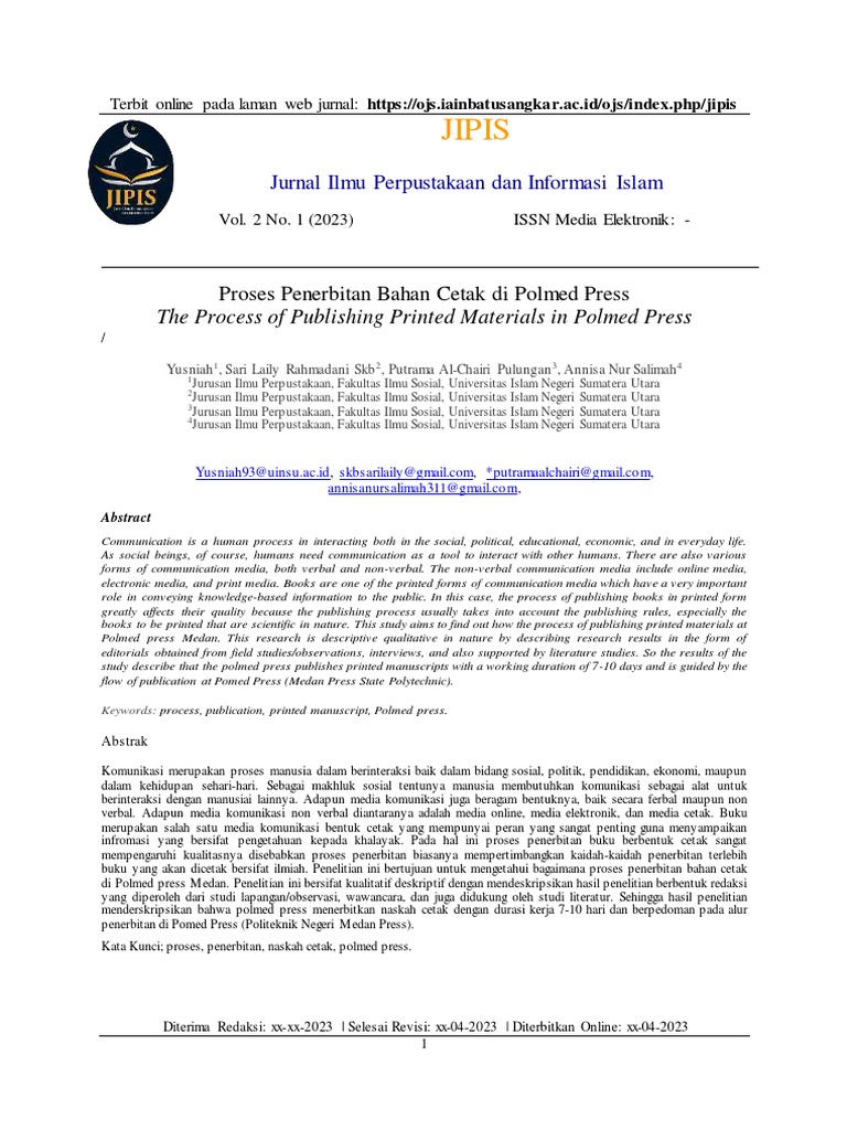 Proses Penerbitan Bahan Cetak Di Polmed Press | PDF | Communication ...