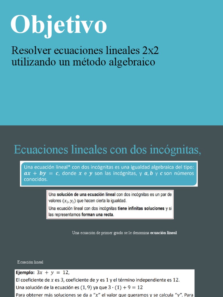 Sistema de Ecuaciones Lineales 2x2 | PDF