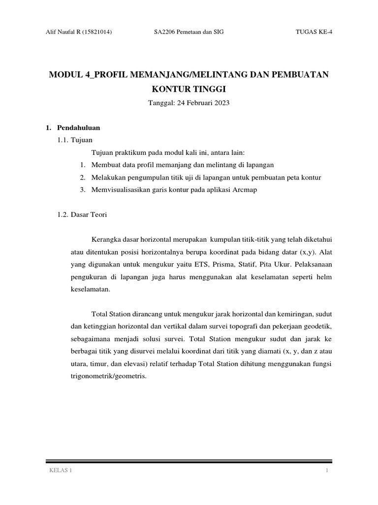 Profil Memanjang/melintang Dan Pembuatan Kontur Tinggi | PDF