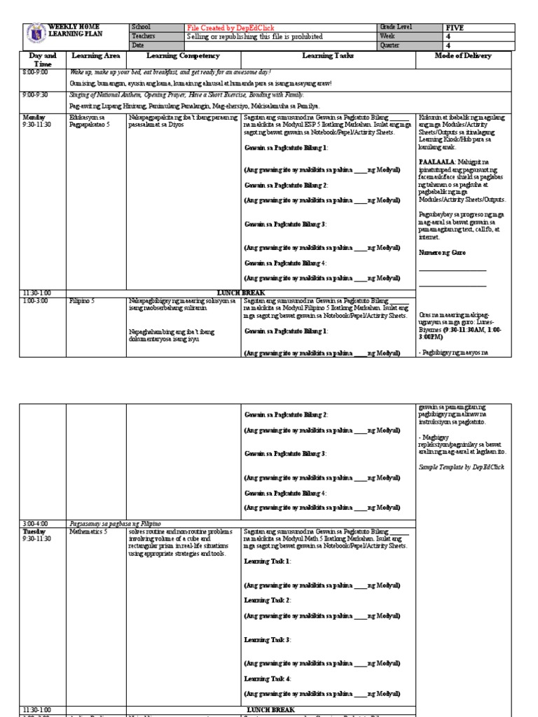 WHLP - Grade 5 (Q4 Week 4) | PDF
