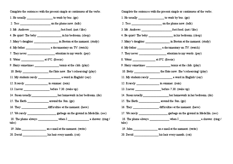 present simple vs present continuous | PDF | Grammar | Linguistics