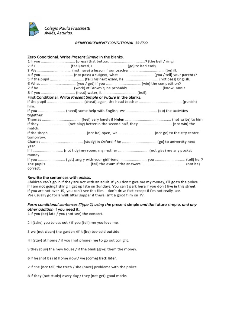 3º Eso Reinforcement Conditional Eso | PDF | Linguistics | Cognitive Science