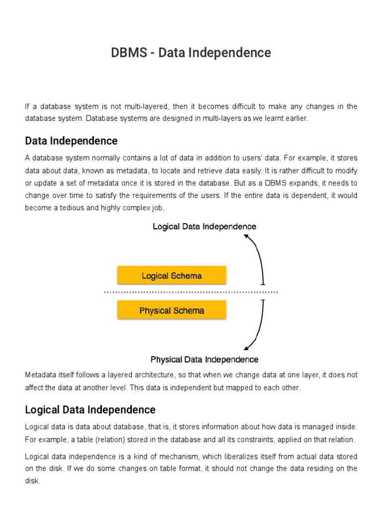 DBMS - Data Independence | PDF