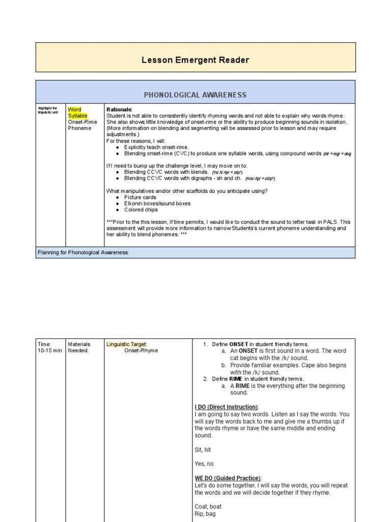 E-Portfolio Standard 2 Lesson Plans | PDF | Syllable | Psycholinguistics