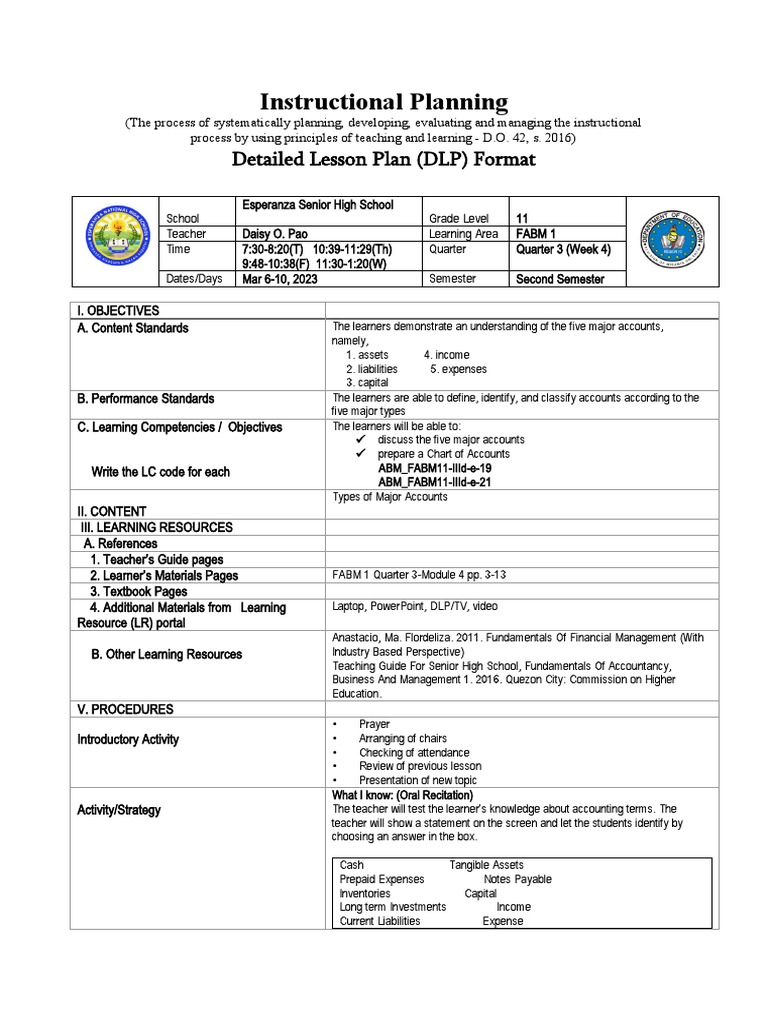 DLP Fundamentals of Accounting 1 - Q3 - W4 | PDF | Equity (Finance) | Expense