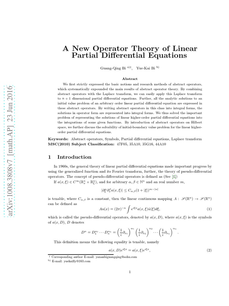 Abstract Operators in PDE Theory | PDF | Operator (Mathematics ...