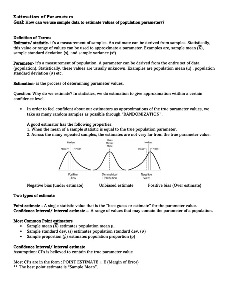Goal:: Estimation of Parameters | PDF | Estimator | Bias Of An Estimator