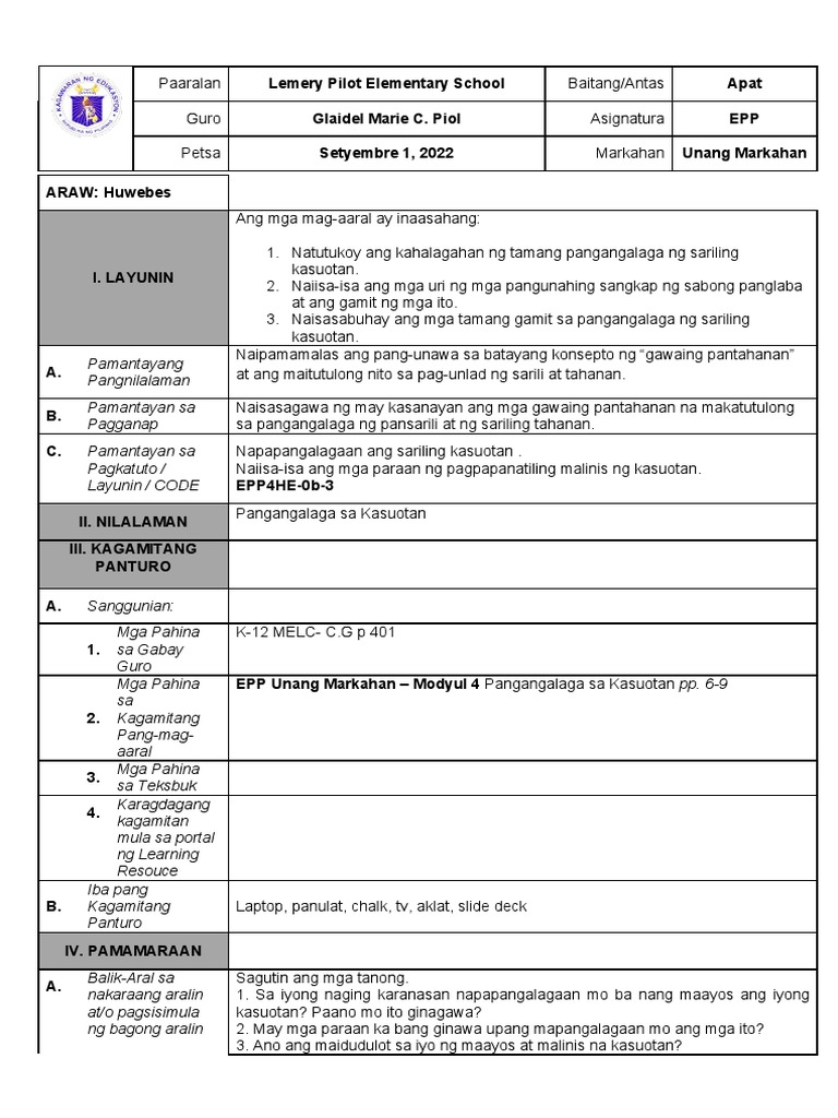 DLL Epp4 Week 2 Sept1 | PDF