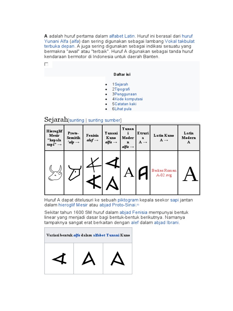 Sejarah: A Adalah Huruf Pertama Dalam | PDF