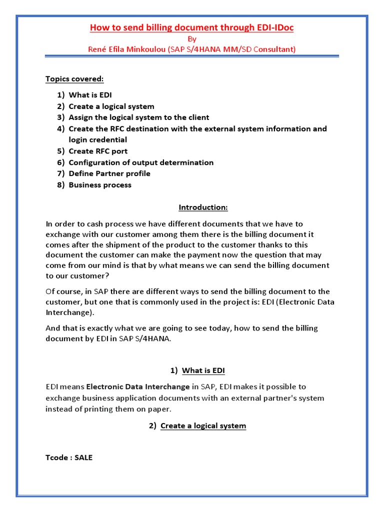 SAP EDI Billing Document Guide | PDF | Electronic Data Interchange ...