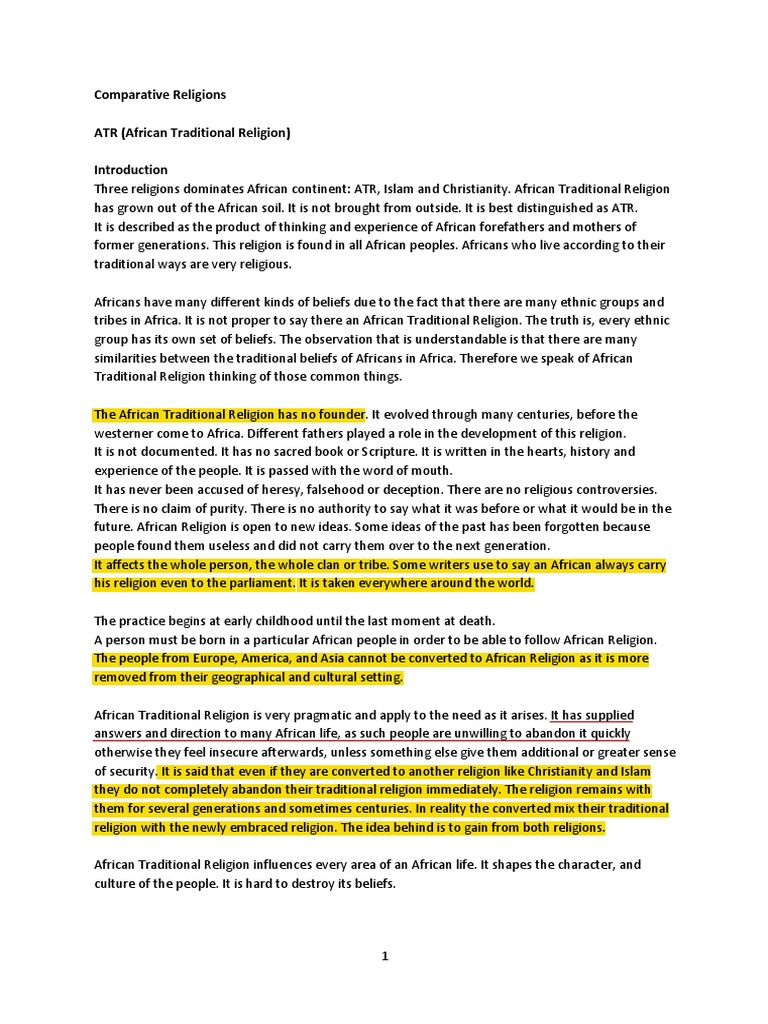 African Traditional Religion | PDF