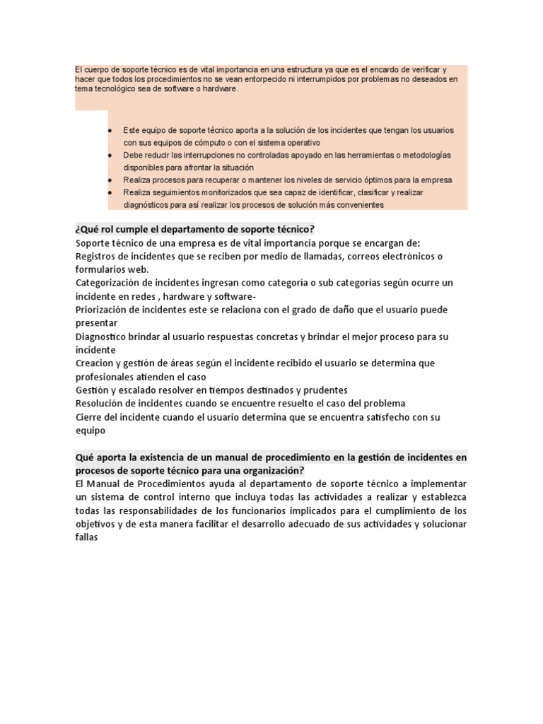 ¿Qué Rol Cumple El Departamento de Soporte Técnico? | PDF ¿Qué Rol Cumple El Departamento de Soporte Técnico? | PDF