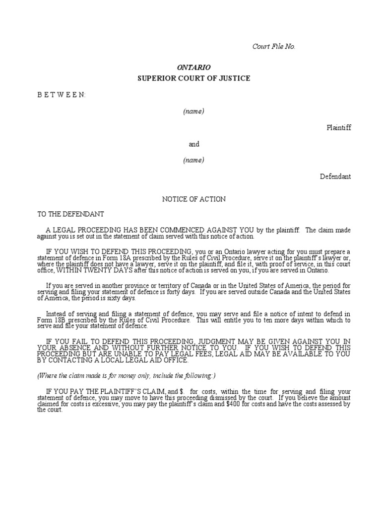 Form 14C - Notice of Action | PDF