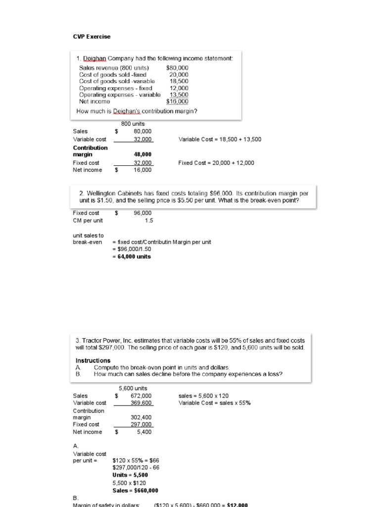 CVP Exercise | PDF | Financial Services | Accounting
