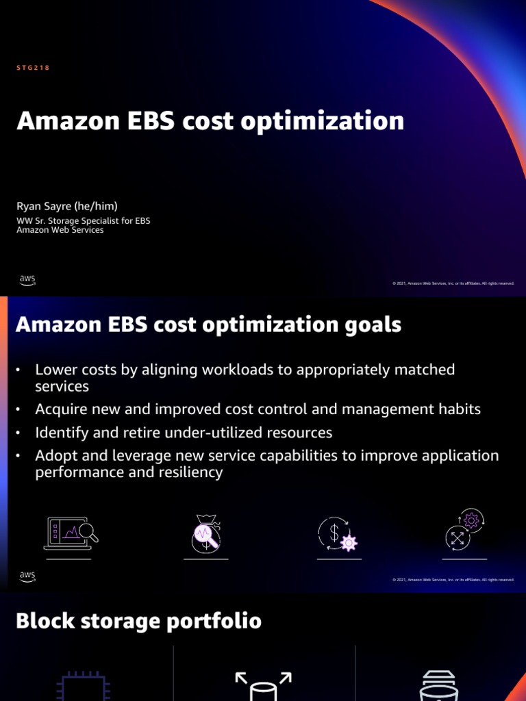 Amazon EBS Cost Optimization STG218 | PDF | Solid State Drive | Amazon ...