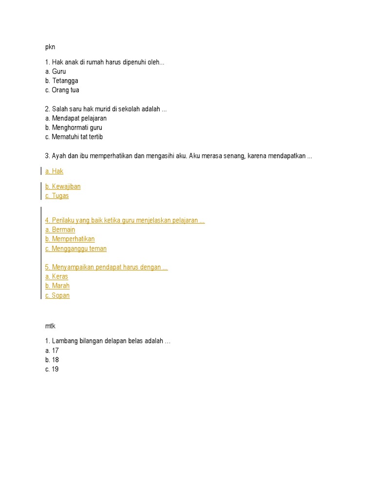 Soal Mid Semester 2 | PDF
