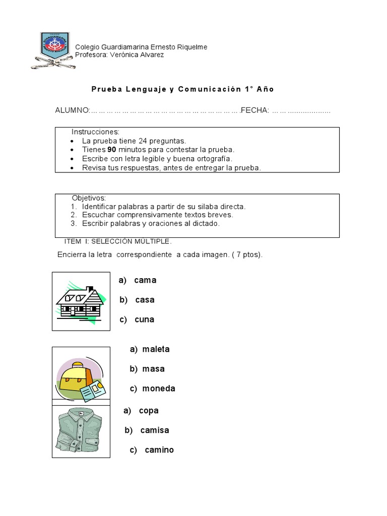 Prueba Lectura - Escritura | PDF