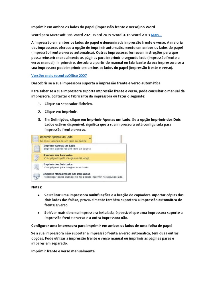 Imprimir em Ambos Os Lados Do Papel | PDF | Impressão | Impressora ...