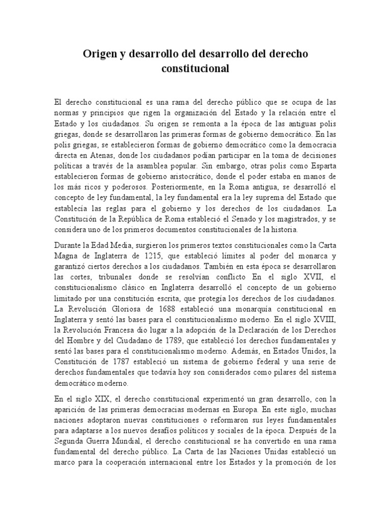 Origen y Desarrollo Del Desarrollo Del Derecho Constitucional | PDF ... Origen y Desarrollo Del Desarrollo Del Derecho Constitucional | PDF ...