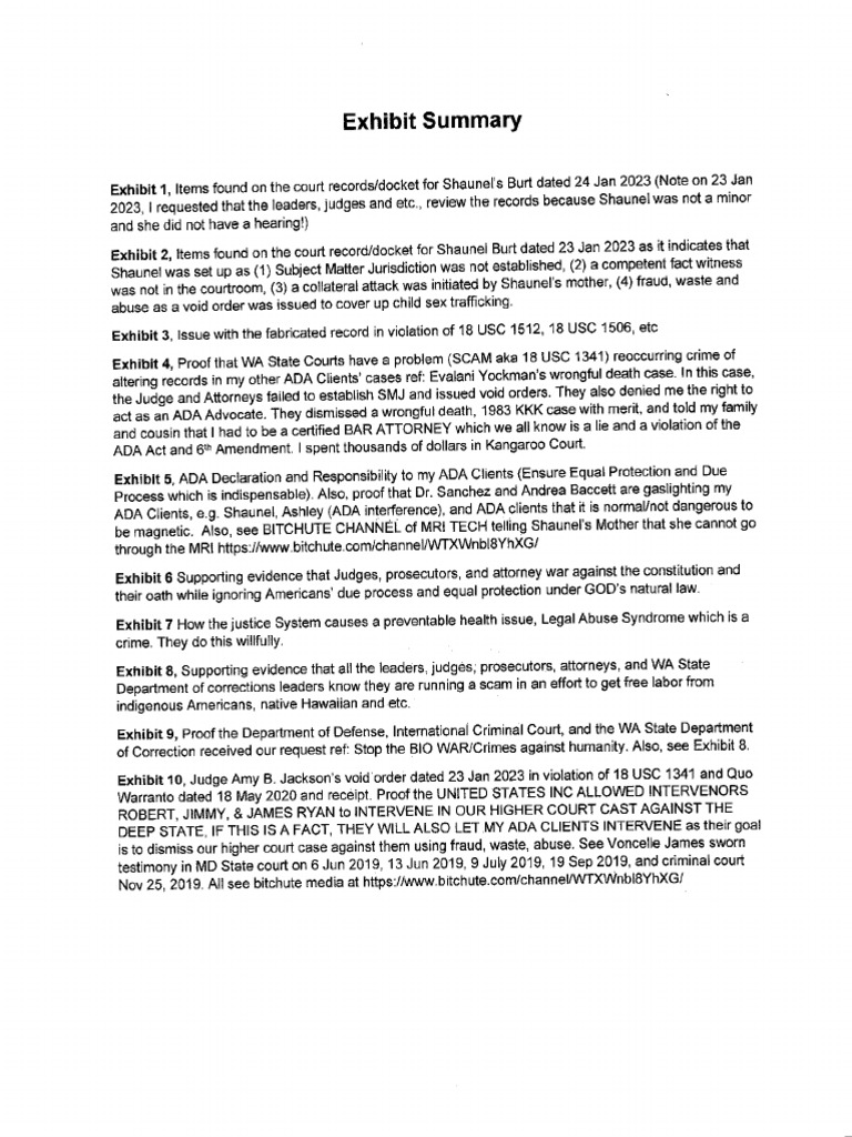 Exhibit 7 Exhibits to Affidavit Packet Ref UNITED STATES INC CORRUPTION ...