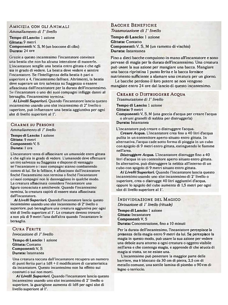 Incantesimi Lv1 Druido 5 Edizione | PDF