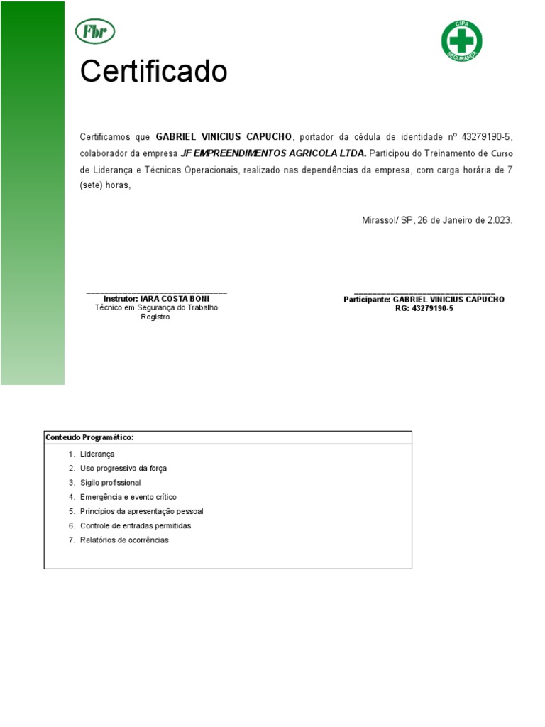 Certificado NR 12 | PDF | Tecnologia e Engenharia