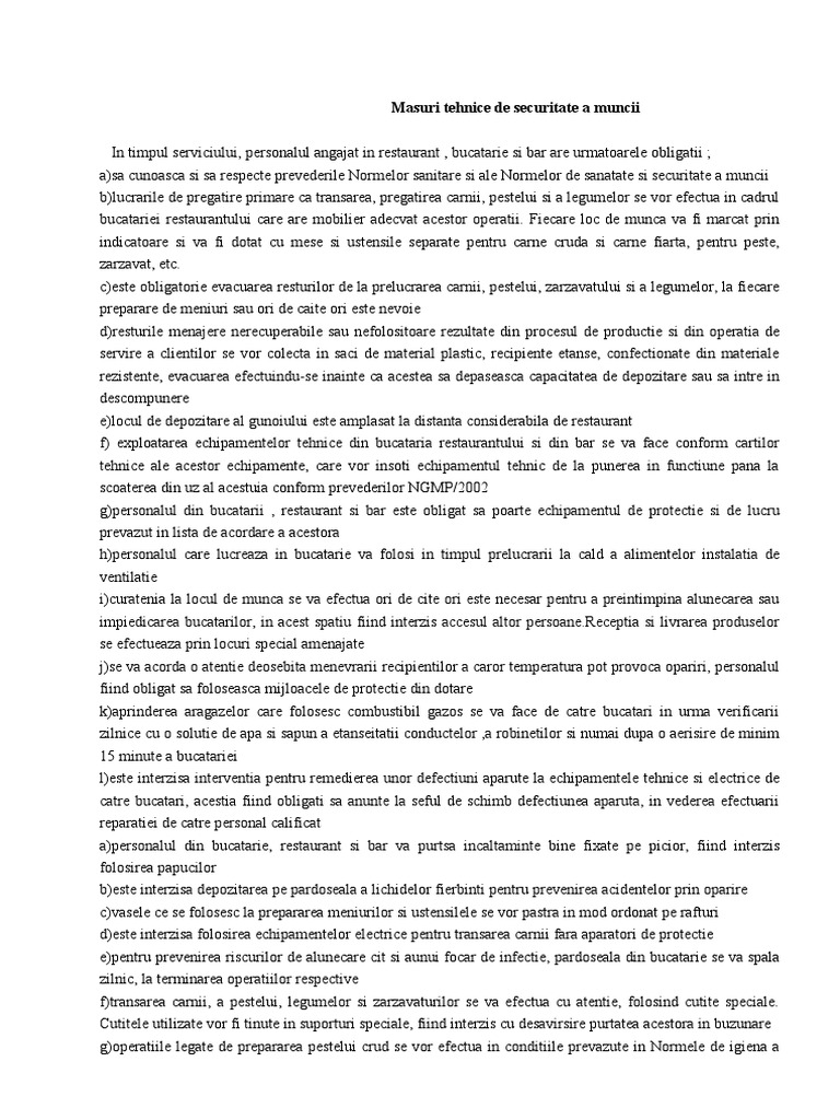 Masuri Tehnice de Securitate A Muncii | PDF
