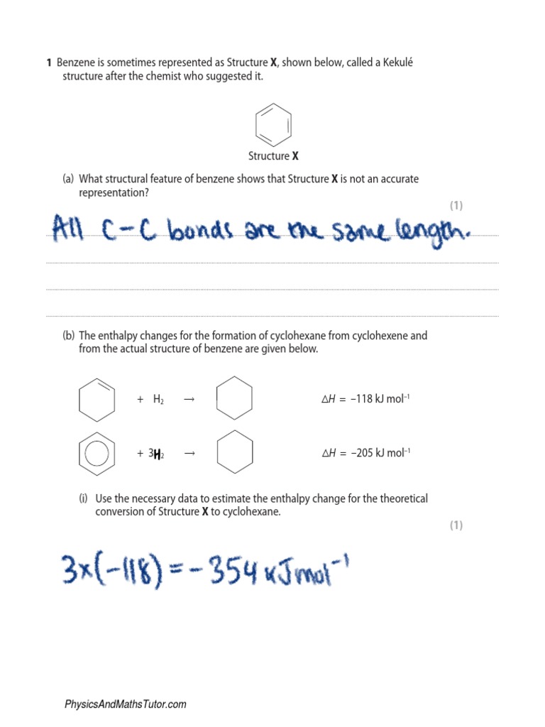 Arenes - Benzene Chemistry 1 QP Answered | PDF | Chemistry | Atoms