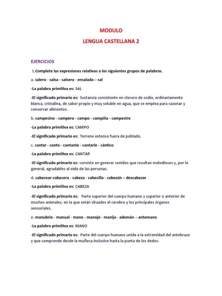 Modulo Lengua Castellana.2. | PDF | Alimentos