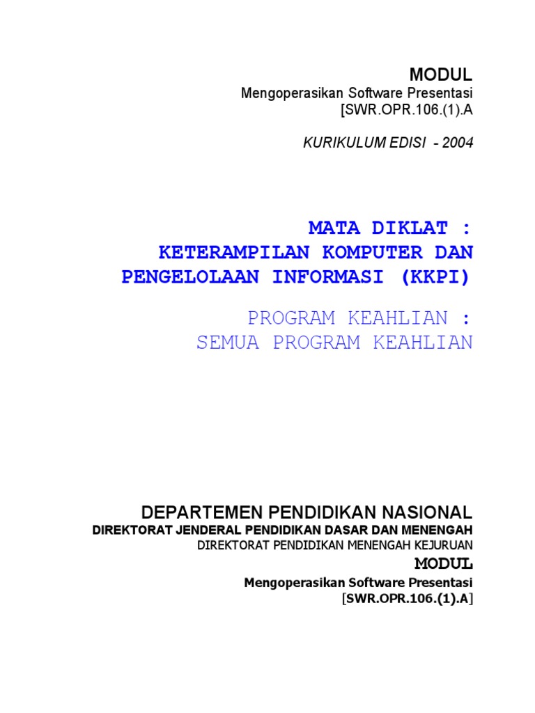 Mata Diklat: Keterampilan Komputer Dan Pengelolaan Informasi (Kkpi) | PDF | Komputer | Teknologi ...