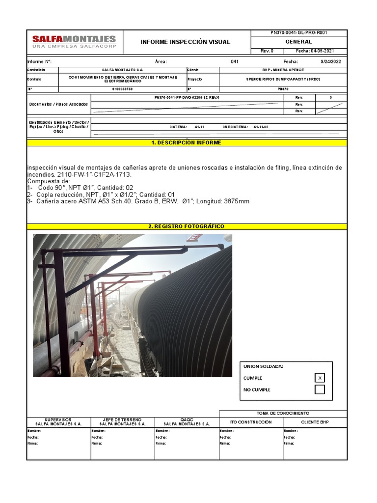 Inspeccion Visual Linea 1713 | PDF