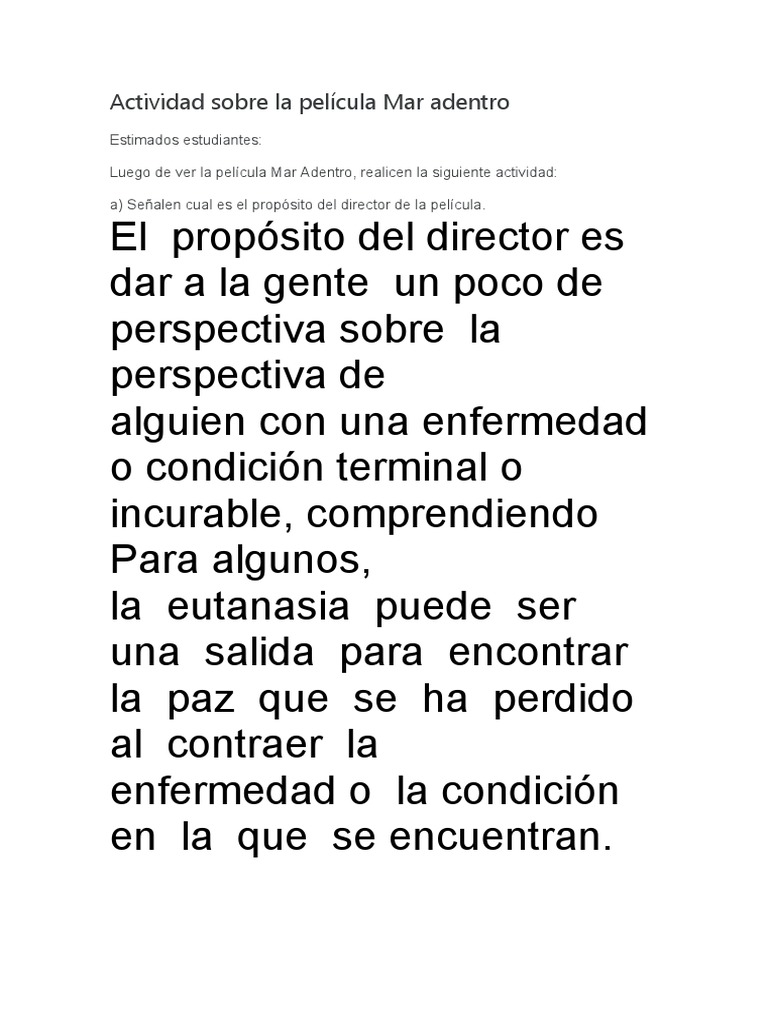Actividad Sobre La Película Mar Adentro | PDF