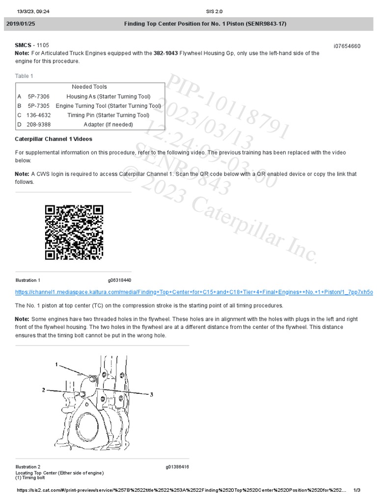 Finding Top Center Position For No. 1 Piston (SENR9843-17) | PDF ...