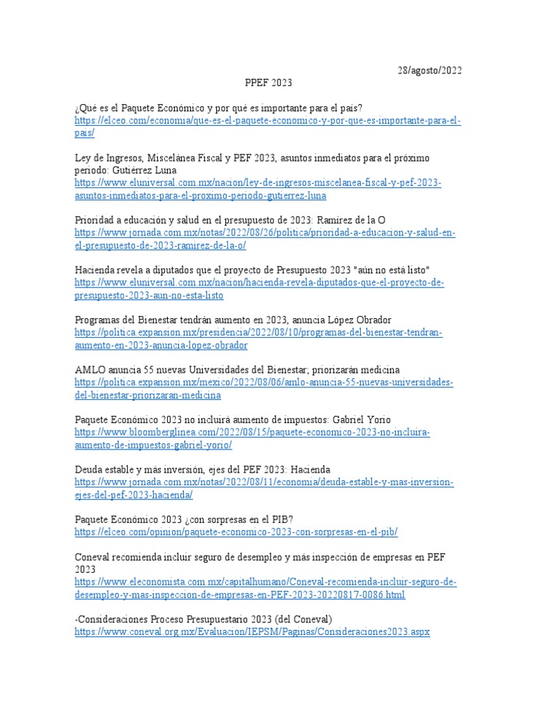 Ppef 2023 | PDF | Presupuesto | Economias