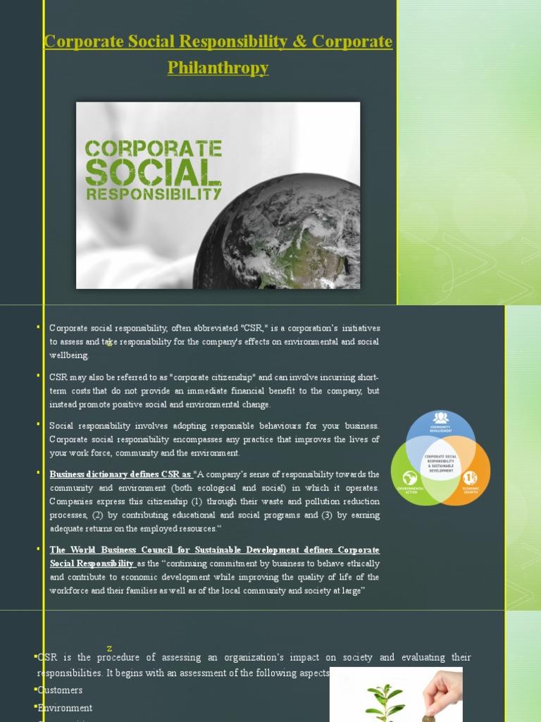 CSR and Philanthropy | PDF | Corporate Social Responsibility | Natural ...