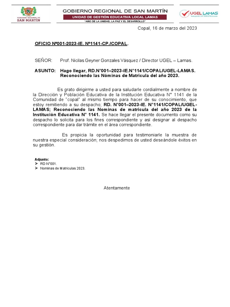 Oficio de Las Nominas 2023 | PDF | Gobierno